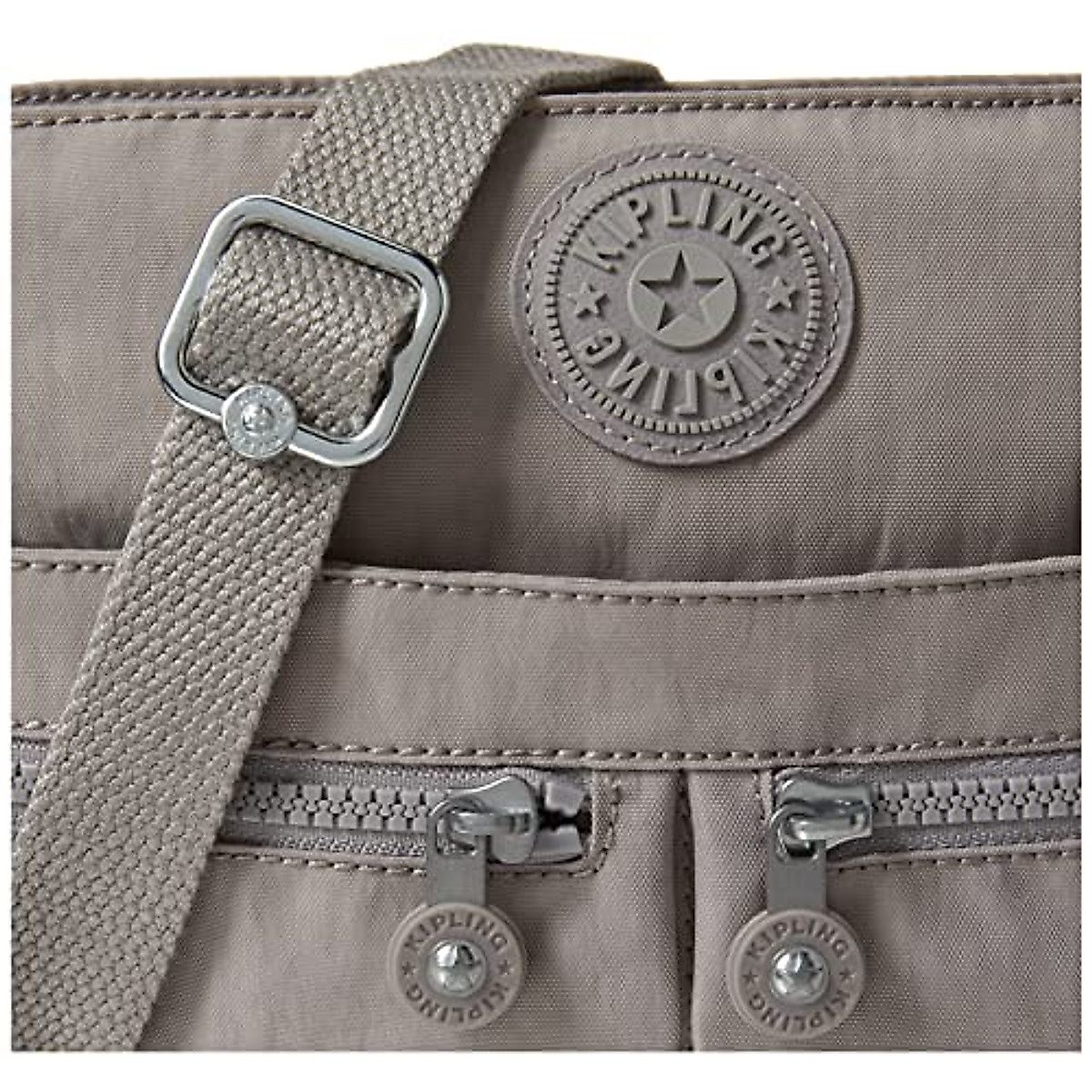 Kipling womens Women's New Angie Handbag, Lightweight Bag, Nylon Travel Crossbody Bag, Grey Gris, 10.5 L X 8 H X 2 D US