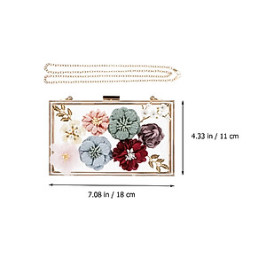VALICLUD Evening Bag Acrylic Box Clutch Purse Flower Clutch Bag for Prom Party Banquet Wedding