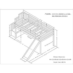 MOEO Twin Size Loft Bed with Slide and Stairs, Wood Bedframe Bedroom Guest Room Furniture,Safety Rail & Storage Shelves for Kids Teens Girls Boys, No Box Spring Needed, Gray