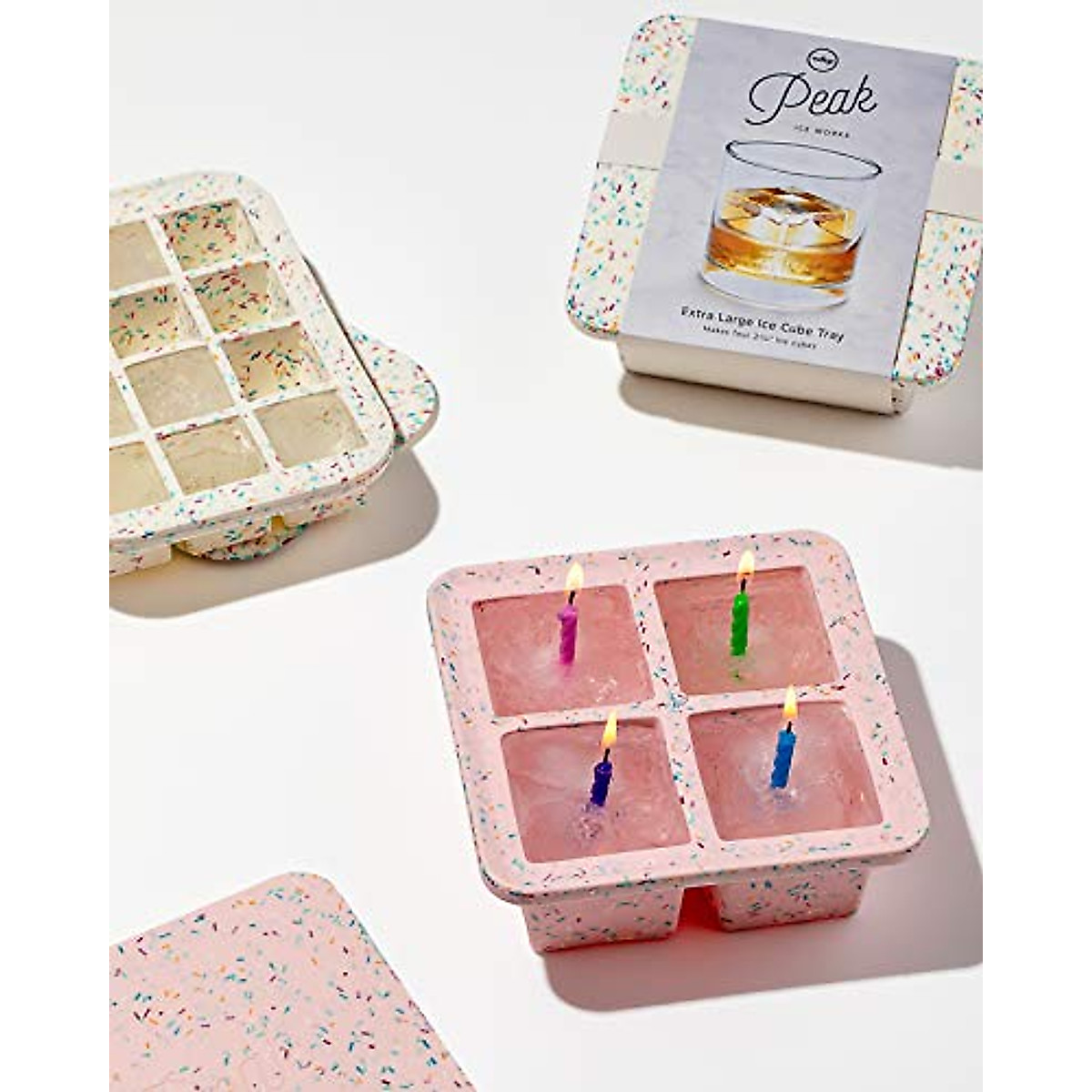 W&P Peak Silicone Extra Large Cube Ice Tray w/ Protective Lid | Charcoal | Easy to Remove Ice Cubes | Food Grade Premium Silicone | Dishwasher Safe, BPA Free