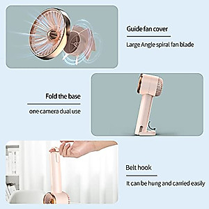 Handheld Fan, Mini Portable Fan USB Rechargeable with Hanging Hook, 3 Speeds, 3000mAh Personal Desk Turbo Fans, Small Pocket Fan for Indoor Outdoor Travel