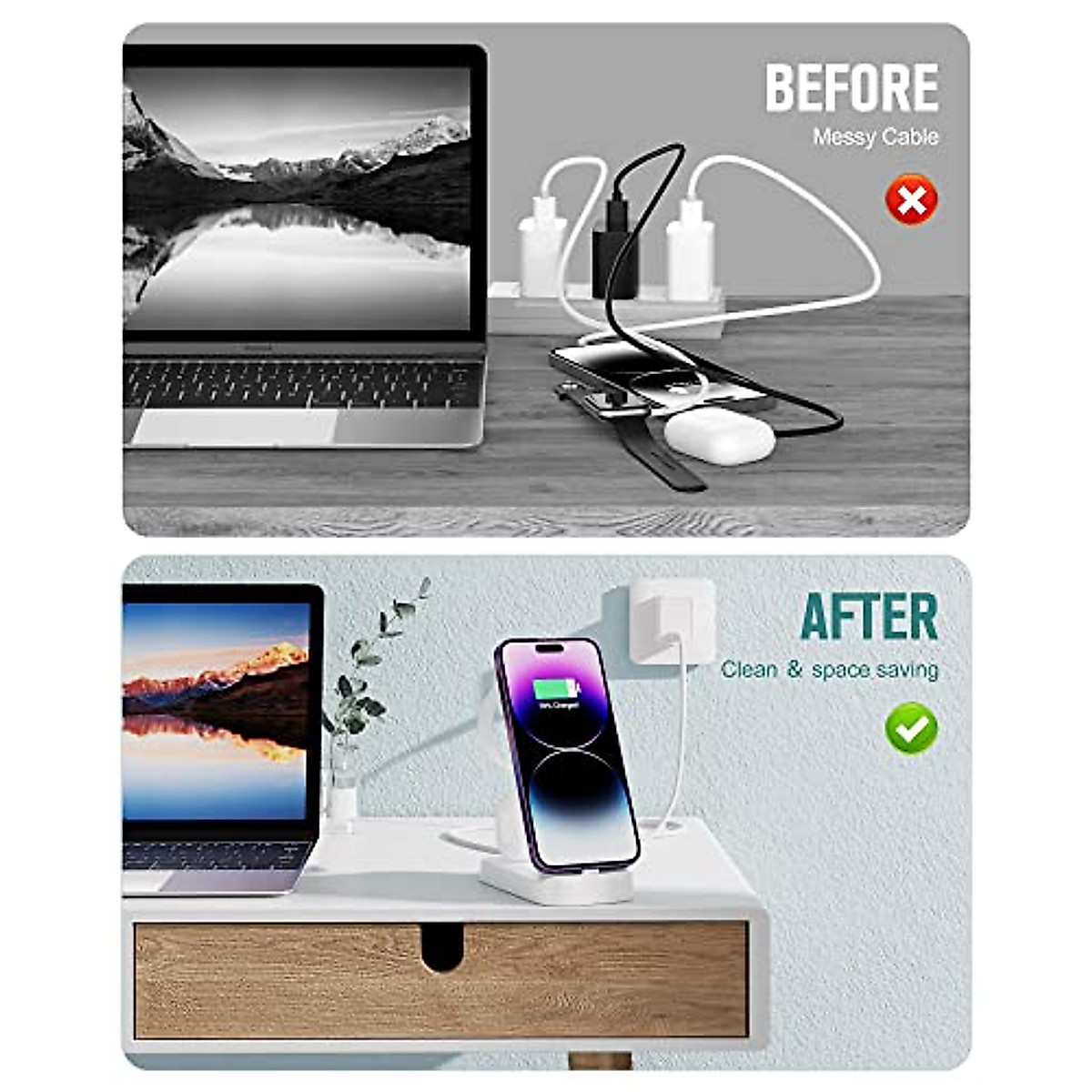 Apetiy Charging Station for Multiple Devices Apple, 3 in 1 Fast Charging Station Dock for iPhone 14/13/12/11 (Pro)/XS/XR/X/8/7/6/5, Apple Watch Series Ultra/8/7/6/SE/5/4/3/2 & AirPods with Adapter