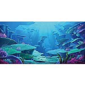 Little Mermaid Photography Backdrops - Photo Background - Yeele 20x10ft Ocean Mermaid Princess Backdrop Picture Birthday Party Banner Decor Photo Studio Booth Backdrop Baby Shower Photocall