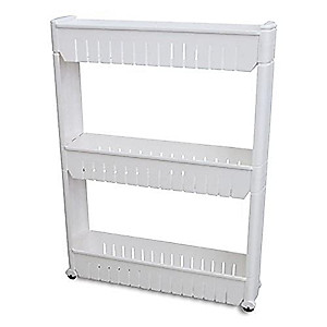 Ideaworks Slide Out Storage Tower White, 3-Tier, 4.4"D x 9.5"W x 21.8"H