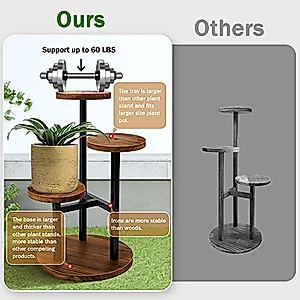 AUGOSTA 3 Tier Plant Stand, Tall Metal Wood Shelf Holder for Indoor, Outdoor Display Rack Flower Pot Stand for Corner Living Room Balcony Garden Patio