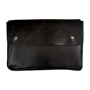 Hide & Drink, Vintage Leather Folder Document Holder, File Case, Document Portfolio & Binder Strapless Carry On Bag, Office & Work Essentials, Handmade (Charcoal Black)