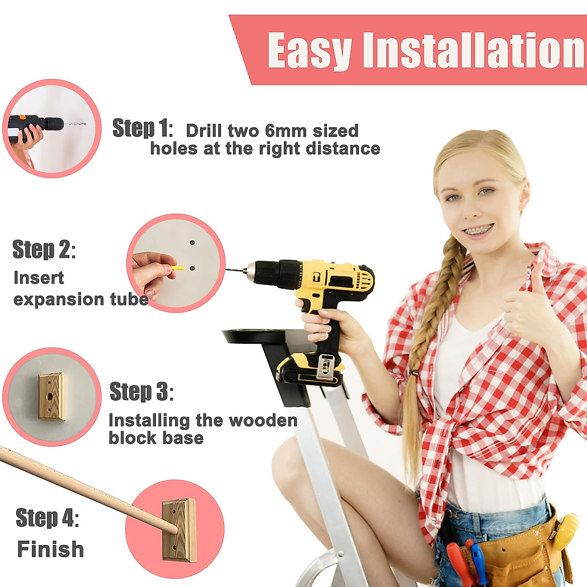 Crib Mobile Wooden Arm, Wall Mounted Suitable for All Cribs 100% Natural Larch Hanger Nusery Decor Baby Room Safe Holder(Mobile is not Included ）