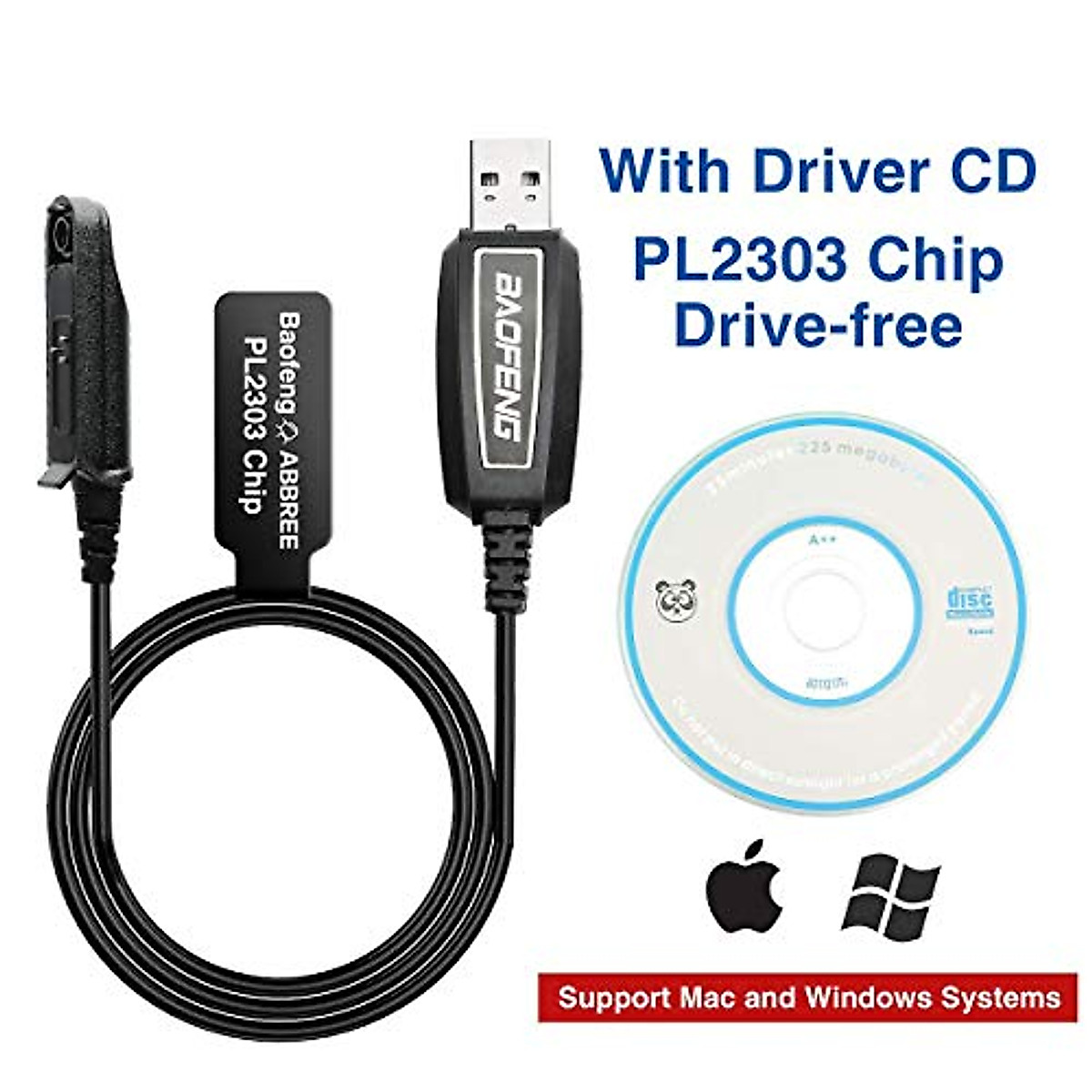 Original Baofeng USB Programming Cable PL2303 Chip Drive Free Win11 for BaoFeng Waterproof Two Way Radio UV-9R Plus (Including UV-9RPRO UV-9G GT-3WP UV-XR and Many More) USA Warranty Gmrs Radio