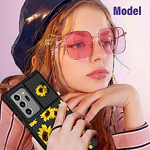 Funermei (2in1 for Samsung Galaxy Note 20 Ultra Case for Women Sunflower Cute Girls Phone Cover Floral Flower Girly Aesthetic Sun Flower Design with Camera Cover+Ring Funda for Note 20 Ultra Case 5G