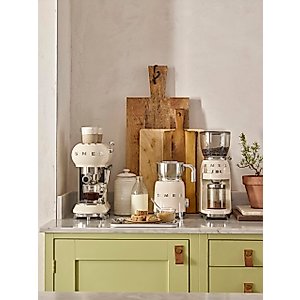 SMEG Retro 50's Style Milk Frother with 2 Disks 6 Preset Programs Hot or Cold Frothing and Induction Heating (Cream)
