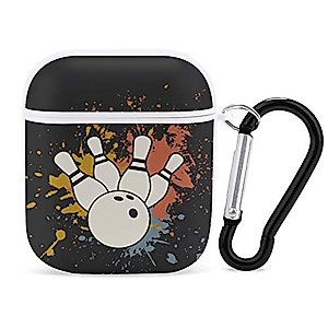 Watercolor Bowling Airpods Case Cover for Apple AirPods 2&1 Cute Airpod Case for Boys Girls Silicone Protective Skin Airpods Accessories with Keychain