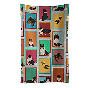 Caroline's Treasures MLM1172KTWL Lots of Tricolor Sheltie Kitchen Towel Dish Cloths Guest Hand Towel Decorative Bathroom Towel for Face,Tea, Dishcloth, Kitchen and Bath