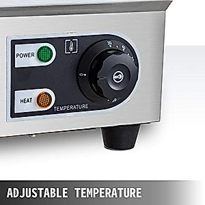 VEVOR 110V Bain Marie Food Warmer 6 Pan x 1/3 GN, Food Grade Stainelss Steel Commercial Food Steam Table 6-Inch Deep, 1500W Electric Countertop Food Warmer 42 Quart with Tempered Glass Shield