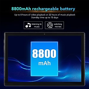 2 in 1 Tablet PC, 12MP Front Camera Smart 10.1 Inch Tablet MT6755 Octa CPU for Learning for Android 11.0 for Work (US Plug)