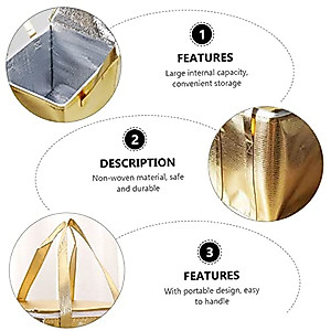 ULTECHNOVO Baking Tote Cake Delivery Bag Thermal Lunch Bag Thermal Bag for Food Delivery Drink Cooler Portable Gold Handbag Portable Cooler Bag Fresh-keeping Food Tote Zipper Design Food Bag