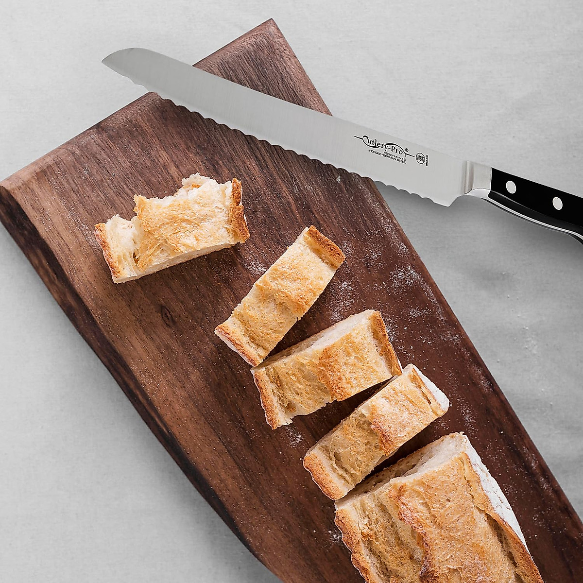 Cutlery-Pro Forged Bread Knife, Cat Cora Approved, NSF, German Steel, 9-Inch Blade