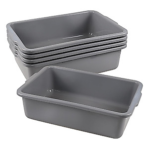 Guankan 32 L Plastic Commercial Bus Tub, 4 Pack Large Multi-use Bus Tote Box, Gray