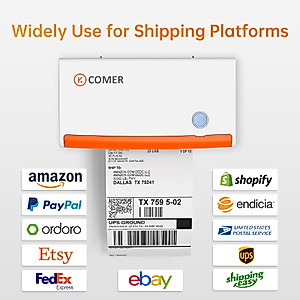 K Comer Shipping Label Printer 150mm/s High-Speed 4x6 Direct Thermal Label Printing for Shipment Package 1-Click Setup on Windows/Mac,Label Maker Compatible with Amazon, Ebay, Shopify, FedEx,USPS,Etsy