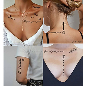 IMPRESSED Realistic Temporary Tattoos – 42 Custom Sheets Tiny Fake Self Care Tattoo – Inspirational Minimalist Affirmation Words and Motivational Quote Permanent Tats for Adult Teens Women Face Body