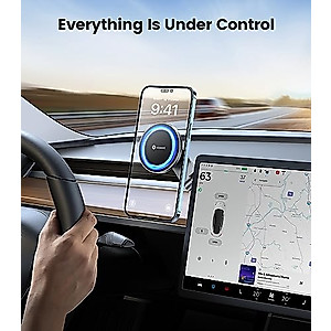 VICSEED Tesla Phone Mount【Strongest Magnet Power】MagSafe Car Mount for Tesla Model 3 Model Y, Foldable Hidden Phone Holder Fit for All Phone, Tesla Model 3 Accessories