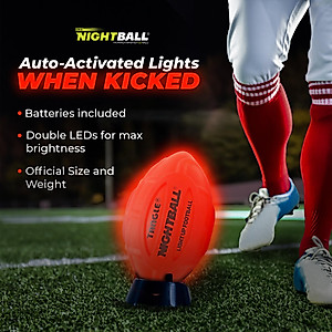 Nightball Tangle Glow in The Dark Inflatable LED Football - Light up Football with Bright LED Lights - Glow Football for Kids and Adults - Ideal Football Gifts for Teen Boys (Red)