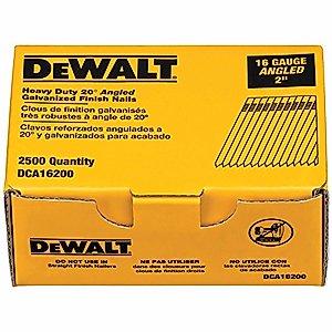 DEWALT Finish Nails, 20-Degree, 2-Inch, 16GA, 2500-Pack (DCA16200)