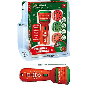 Christmas Slide Projector & Lighting 2-in-1 Flashlight Torch,Slide Projector Torch Projection Light,Christmas Flashlight Projector for Kids Bedtime Toy,Kid Bedtime Cognition Device Fun Torch (Red-B)