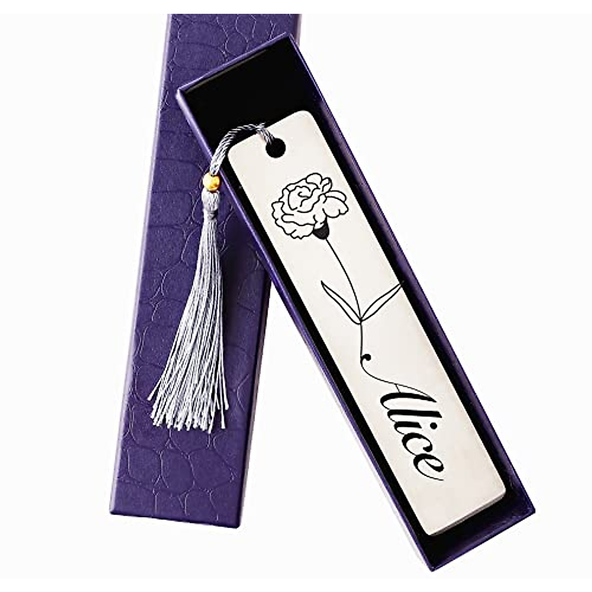 Customize Birth Flower Name Bookmarks, Personalized Custom Metal Bookmarks Gifts for Women Girls Girlfreind (Custom Metal Bookmarks)