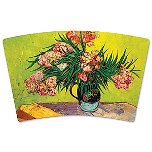 Mugzie Van Gogh Oleanders Travel Mug with Insulated Wetsuit Cover, 16 oz, Black