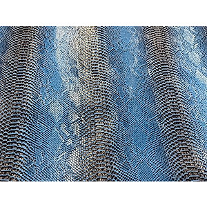 New Creations Fabric & Foam Inc, Royal Blue 53/54" Wide Snake Fake Leather Upholstery, 3-D Viper Snake Skin Texture Faux Leather PVC Vinyl Fabric By The Yard.