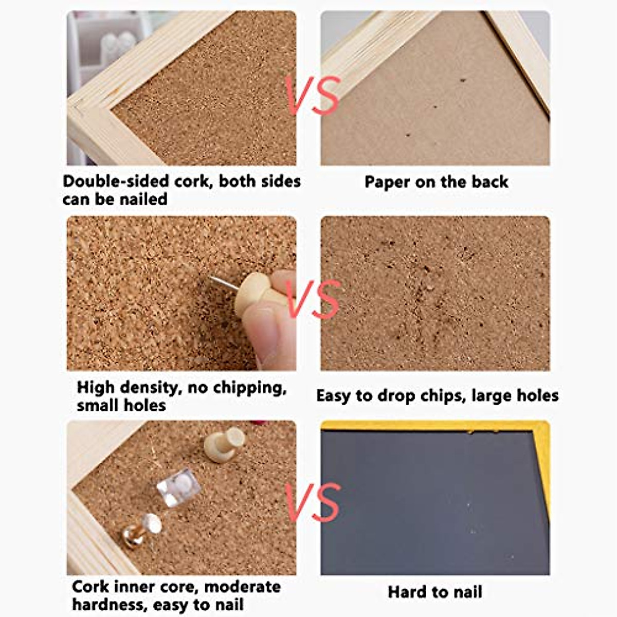 Cork Board Photo Wall, Desktop Message Board, Home Wall Hanging pin Board, Bulletin Board Display Board（15.7x11.8 in）