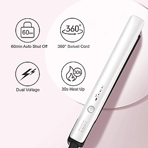 Hair Straightener and Curler 2 in 1, Negative Ion Flat Iron Curling with Ceramic Plates and Dual Voltage Straightening Iron for Black Women, with Auto Shut-Off