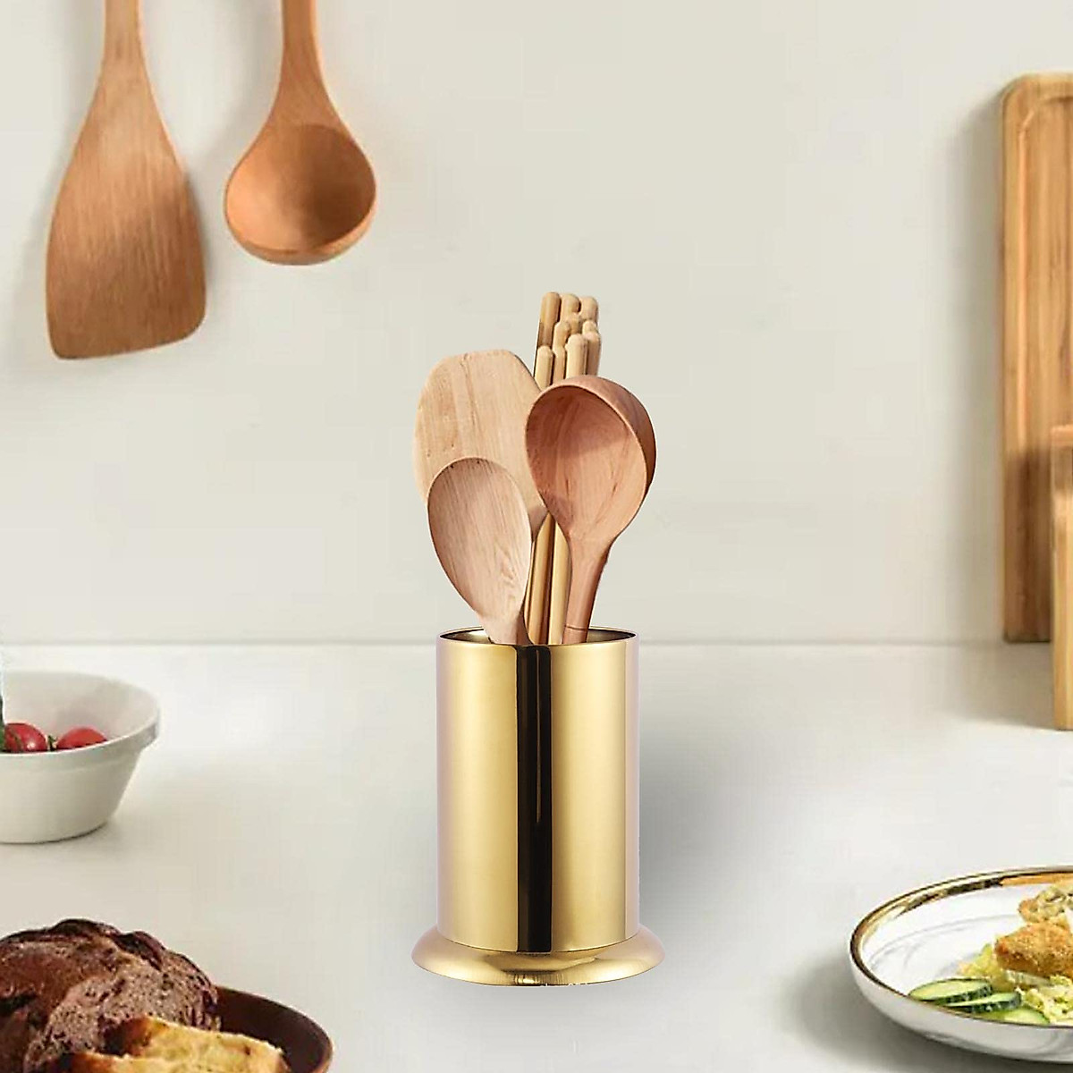 Gazechimp Chopstick Storage Holder Spoon Fork Storage Rack Tableware Spoon Storage Drainer Rack Cutlery Holder for Home Makeup Brush Pantry Countertop , Style A