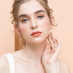 Rose Gold Earrings for Women Infinity Twist Dangle Earrings With Sterling Silver Post Birthday Gifts for Women