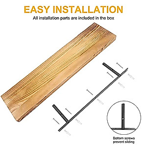 Buwico Floating Shelves, Bathroom Wall Shelves Set of 2, Pine Solid Wood Wall Mounted Shelves for Wall Decor, Rustic Farmhouse Wood Shelves for Bedroom, Living Room, Kitchen, Office and More (24in)