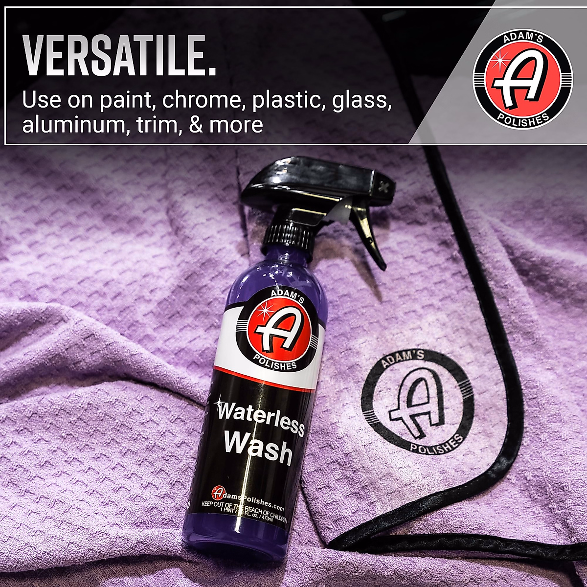 Adam's Waterless Wash (16oz) - Car Cleaning Car Wash Spray for Car Detailing | Safe Ultra Slick Lubricating Formula for Car, Boat, Motorcycle, RV | No Garden Hose, Wash Soap, or Foam Cannon Needed