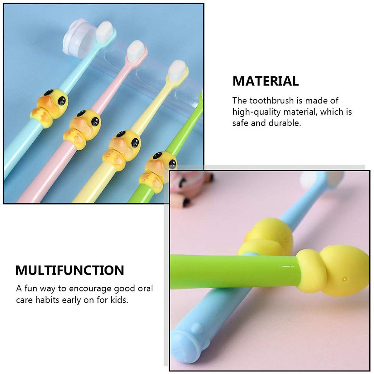 TOYANDONA 4pcs Extra Toothbrush with 10000 Bristles Cartoon Duck Micro Nano Manual Toothbrushes Sensitive Gums Toothbrushes Adult Kid Tooth Brush