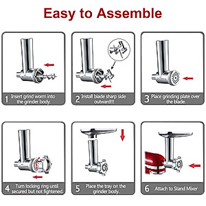 Gvode Meat Grinder and Slicer Shredder Attachment for KitchenAid Stand Mixer, Cheese Grater, Meat Grinder, Sausage Stuffer, Food Processor, 2Pcs Attachments for KitchenAid Mixer (Mixer not included)