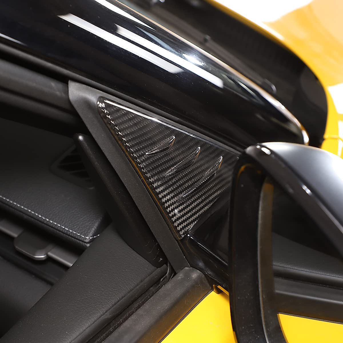 for Supra GR A90 A91 MK5 2018-2024 Rearview Mirror Side Triangular Spoiler Trim,Channel The Car Air,Reduce The Car Noise During Driving,Anti-Buffeting Wind Deflector,Black Real Carbon Fiber