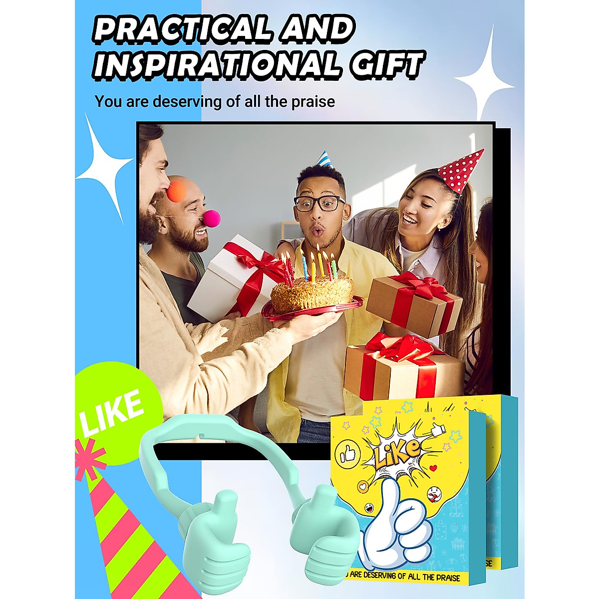 Cell Phone Stand Thumbs Up Lazy Phone Stand - 2 Pack Phone Holder 2024 College Graduation Gifts for Her Him Cellphone Phone Stand for Desk Birthday Gifts for Teens Girls Boys Adults Women Men Wife