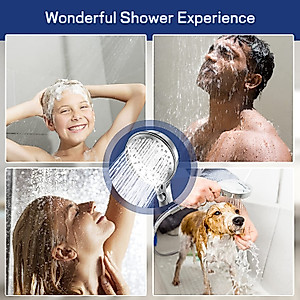 High Pressure Handheld Shower Head 11 Spray Settings, 4.85 inch Pause Switch Water Saving Shower Head, Removable High Flow Bathroom Showerhead with Long Hose and Adjustable Bracket(Chrome)