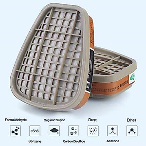 6001 Filter Cartridges Replacement for Gas Respirator, 2pcs Filter Cartridges + 2pcs Filter Covers+8pcs Filter Cottons, Apply to 6100/6200/7501/7502/6502/6800