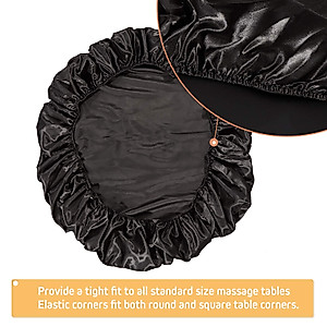 Massage Table Cover,Silky Massage Table Fitted sheets,Stain-Resistant,Reusable,Machine Washable Spa Bed Sheet(Massage Table Not Included) (black)…