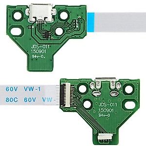 MMOBIEL Charging USB Port Replacement Compatible with PlayStation PS4 Controller Dualshock 4 Model: JDS-011 12 Pin Flex Cable Incl. (+) Screwdriver