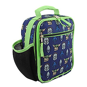 Disney Star Wars Mandalorian Baby Yoda Boy's Girl's Adult Soft Insulated School Lunch Box (One Size, Blue/Green)