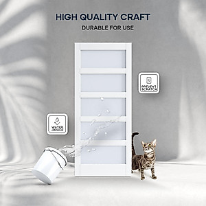 EaseLife 36in x 84in Glass Barn Door with 6.6FT Sliding Door Hardware Kit Included & Handle,Solid LVL Wood Covered with Water-Proof & Scratch-Resistant PVC Surface,DIY Assembly,5-Panel Glass,White