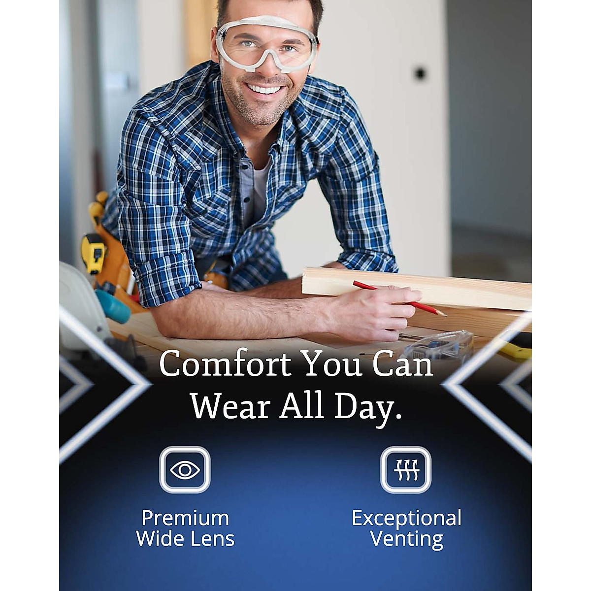 Aqulius Bulk 10 Pack of Safety Goggles - ANSI Z87+ Certified - Perfect Eye Protection for Nurses, Construction, Fabrication, Lab Work, Chemistry Science, Onion Cutting & More!