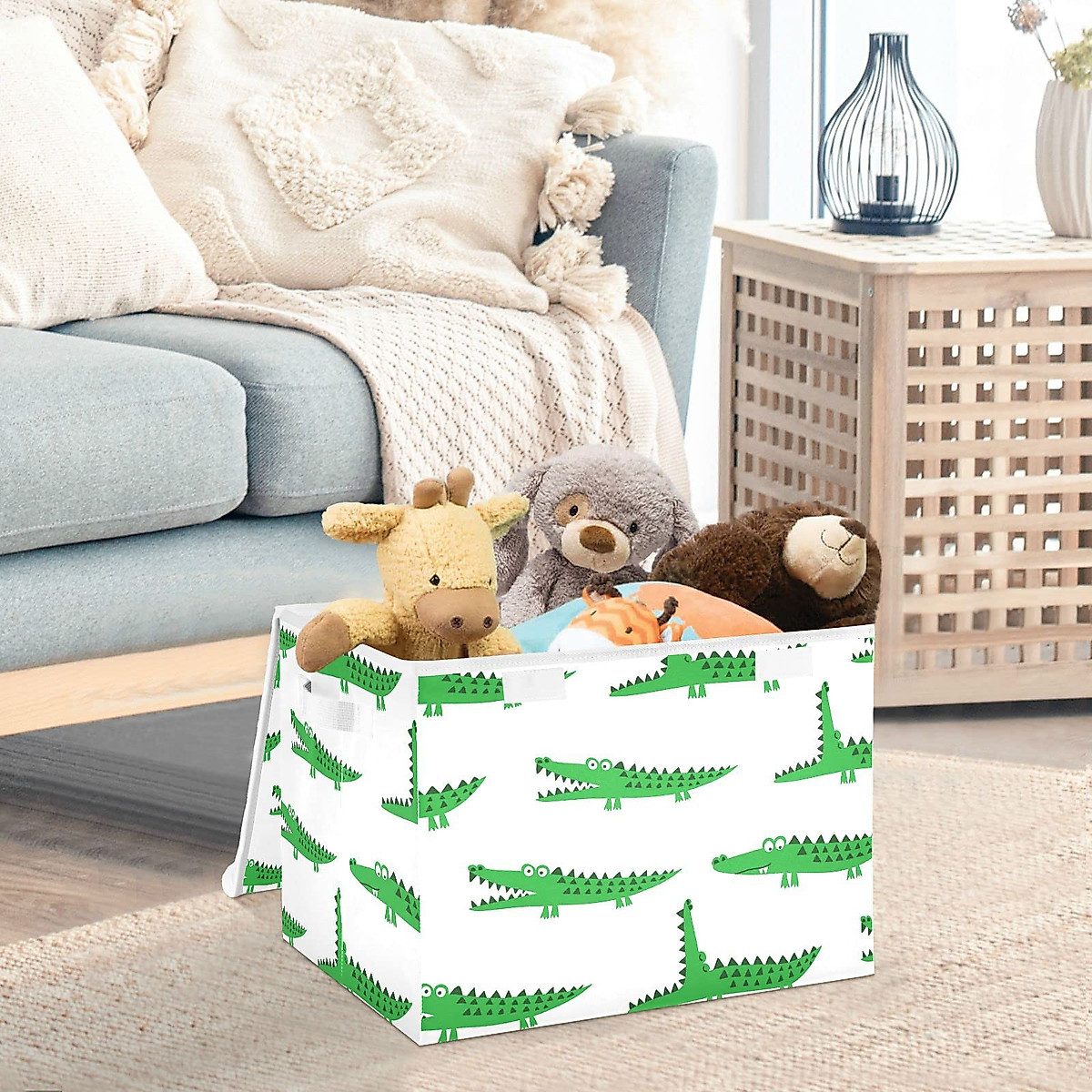 Clothes Storage Bins for Home Funny Alligator Crocodile Cube Storage Bin Foldable Fabric Chests