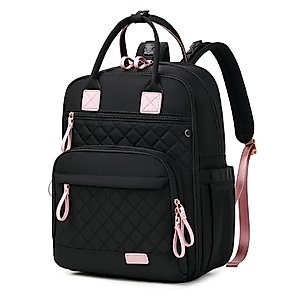PAOIXEEL 18 Pockets Diaper Bag Backpack with Wet Pockets, Stroller Clips, Convertible Tote Backpack, Black