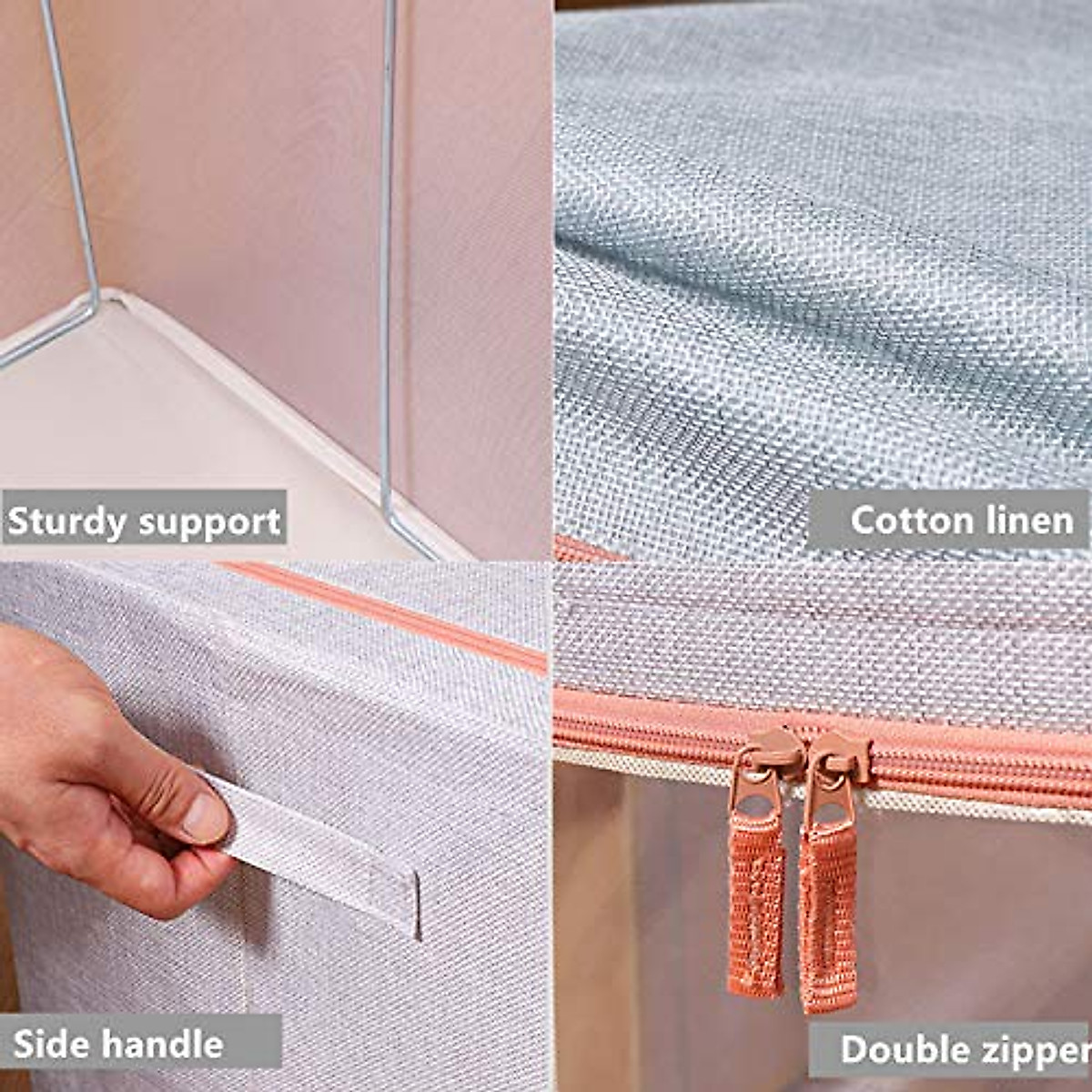 Southwit 2-Packs Storage Bins 66L Large Capacity Clothes Bag Underwear Socks Storage Box Stainless Steel Closet Organization for Comforters with 2 Windows Blue